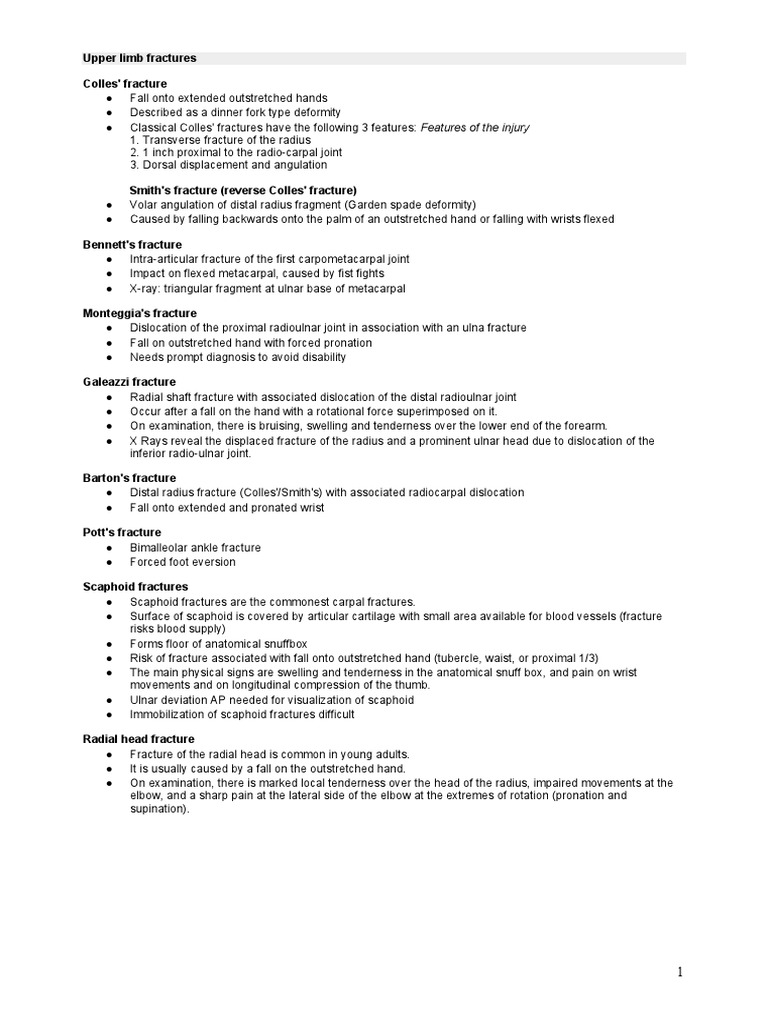 Upper Limb Fractures | PDF | Elbow | Hand