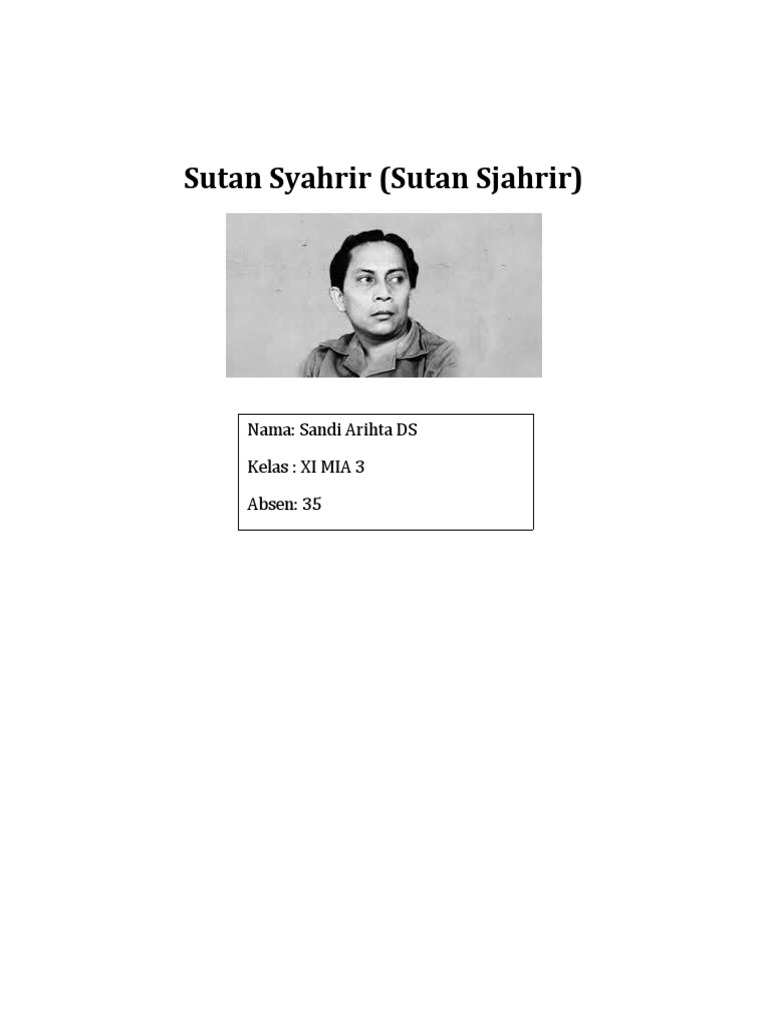 Biografi Sutan Sjahrir: Pejuang Kemerdekaan | PDF | Politik