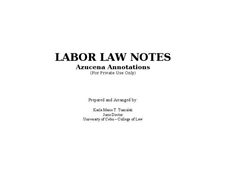 Labor Law Notes: Azucena Annotations | PDF