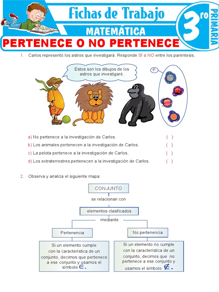 Pertenece o No Pertenece para Tercer Grado de Primaria | PDF