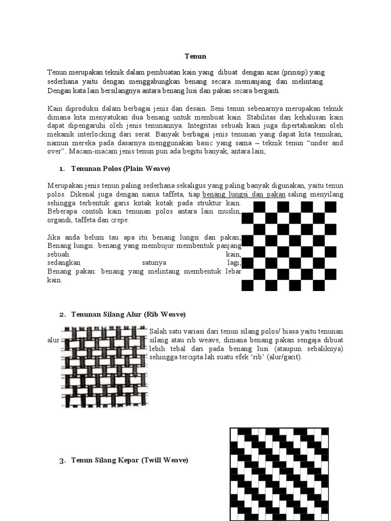Makalah: Jenis-Jenis Tenunan Tekstil | PDF