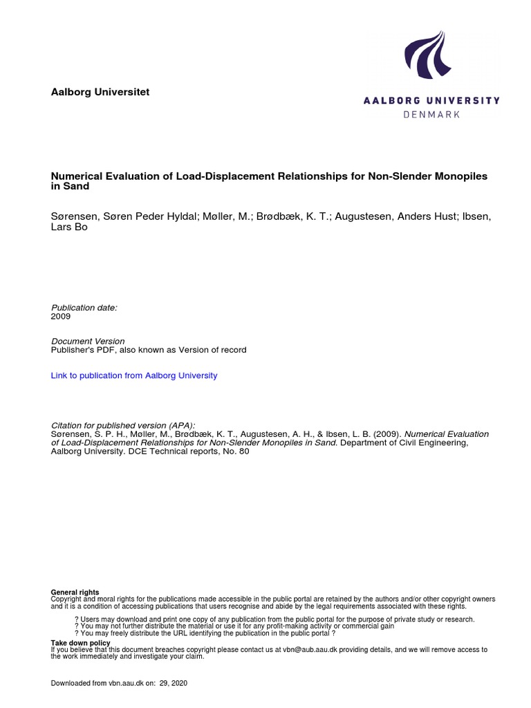 Numerical Evaluation of Load-Displacement Relationships For Non-Slender ...