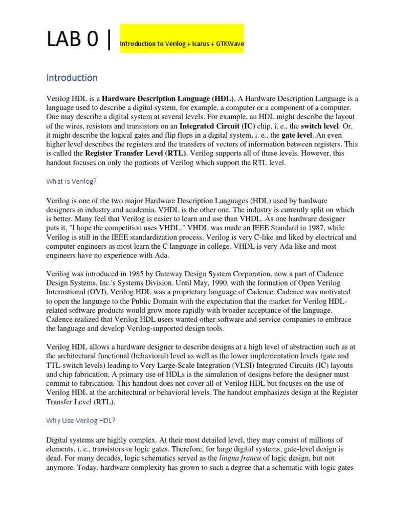 LAB0 Introduction Icarus | PDF | Hardware Description Language | Integrated Circuit