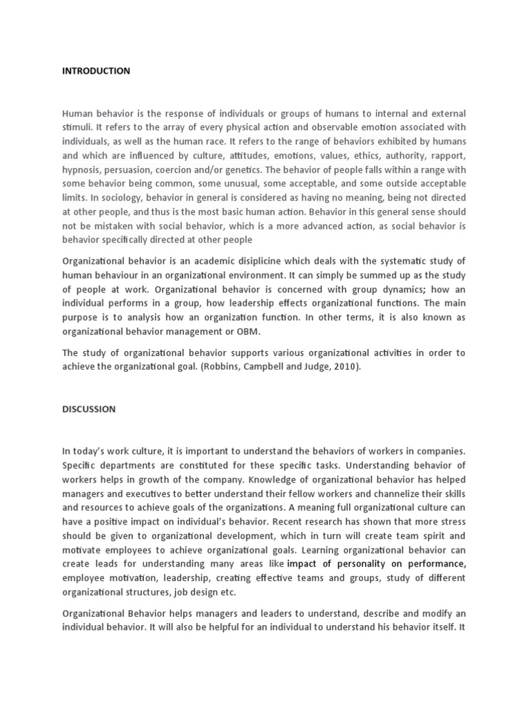 Human Behaviour in An Organization | PDF | Organizational Behavior ...