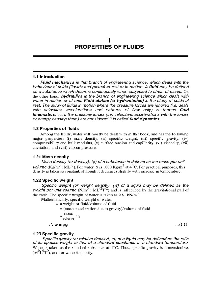 Properties of Fluids Notes | PDF | Shear Stress | Fluid Mechanics