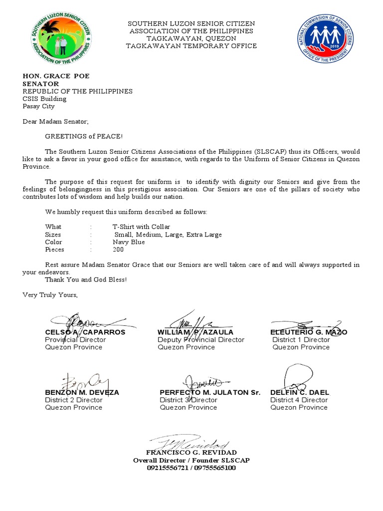 Letter To Senator