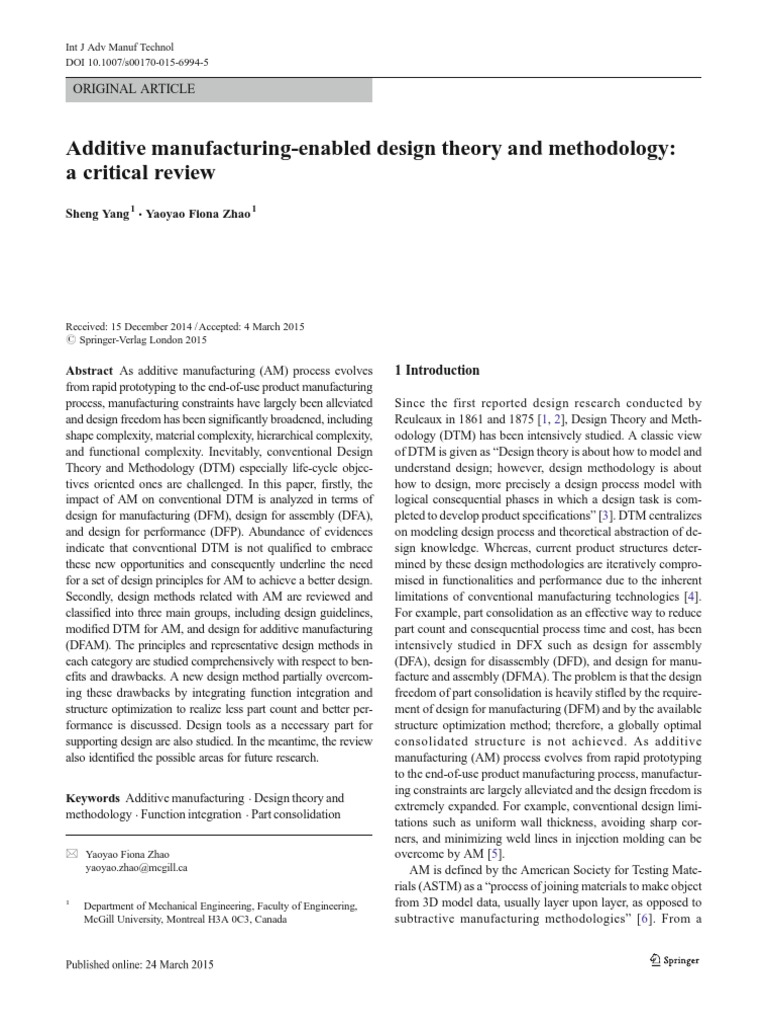 Additive Manufacturing-Enabled Design Theory and Methodology - A ...