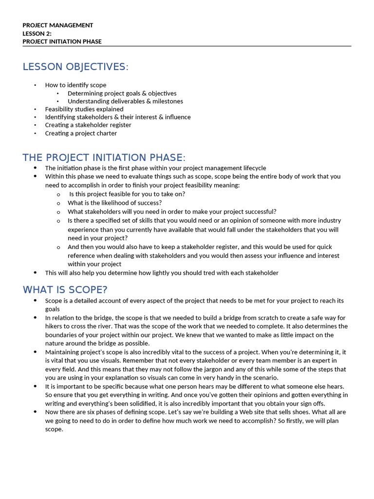 PM Lesson 2 | PDF | Goal | Project Management
