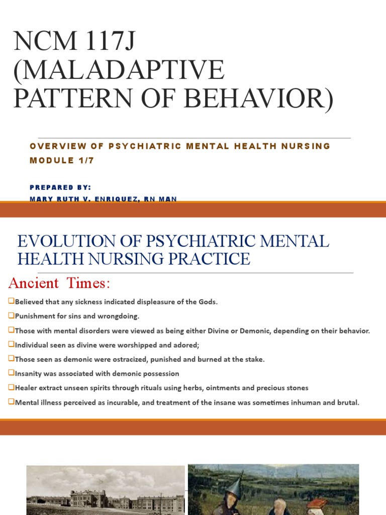 NCM 117J (Maladaptive Pattern of Behavior) : Overview of Psychiatric ...