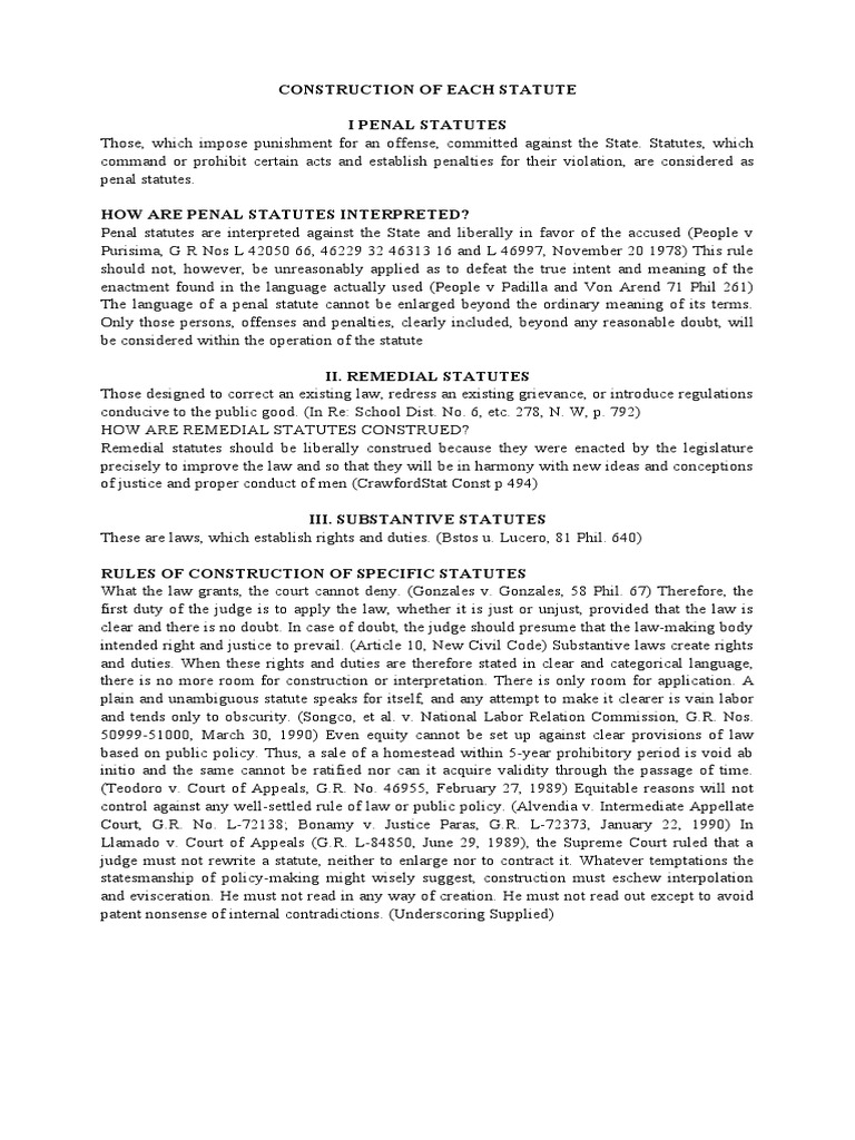 Construction of Each Statute | PDF | Ex Post Facto Law | Repeal