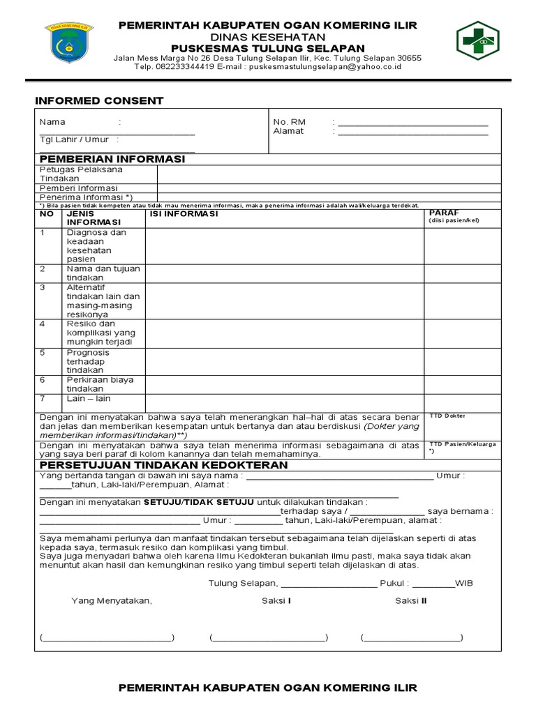 Form Informed Consent Benar | PDF