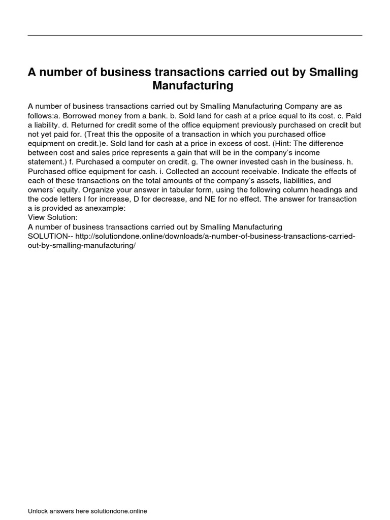 Smalling Manufacturing Transactions Analysis | PDF