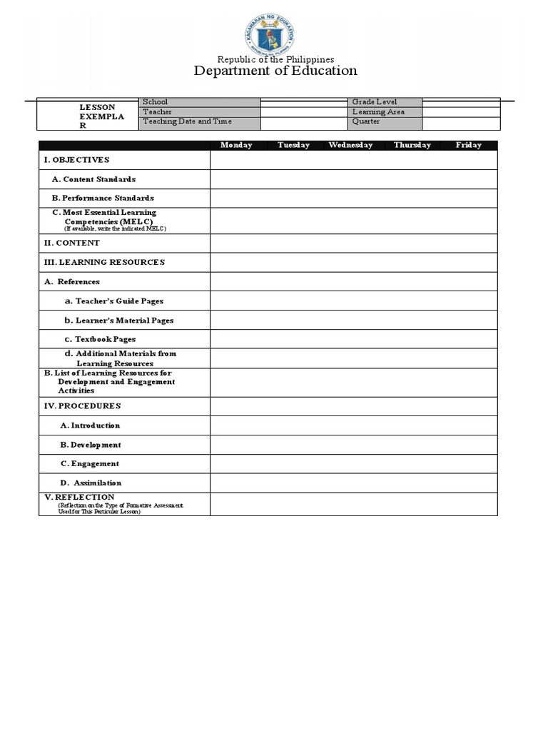Lesson Exemplar Template | PDF