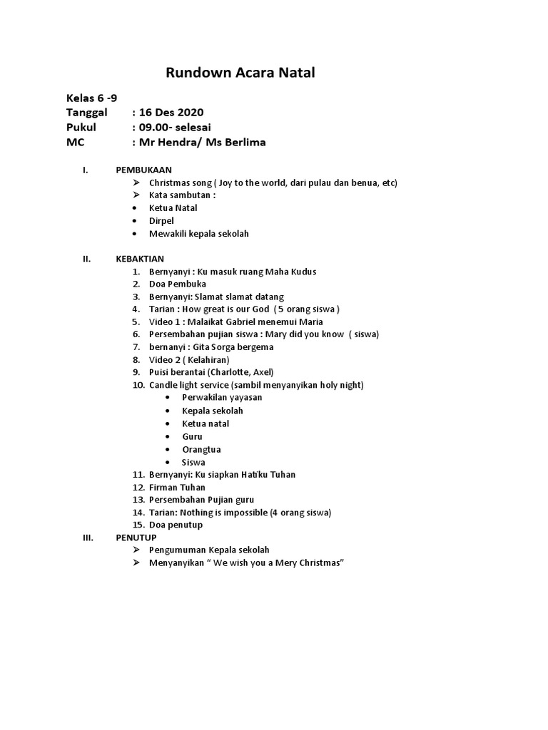 Rundown Acara Natal | PDF | Agama & Spiritualitas