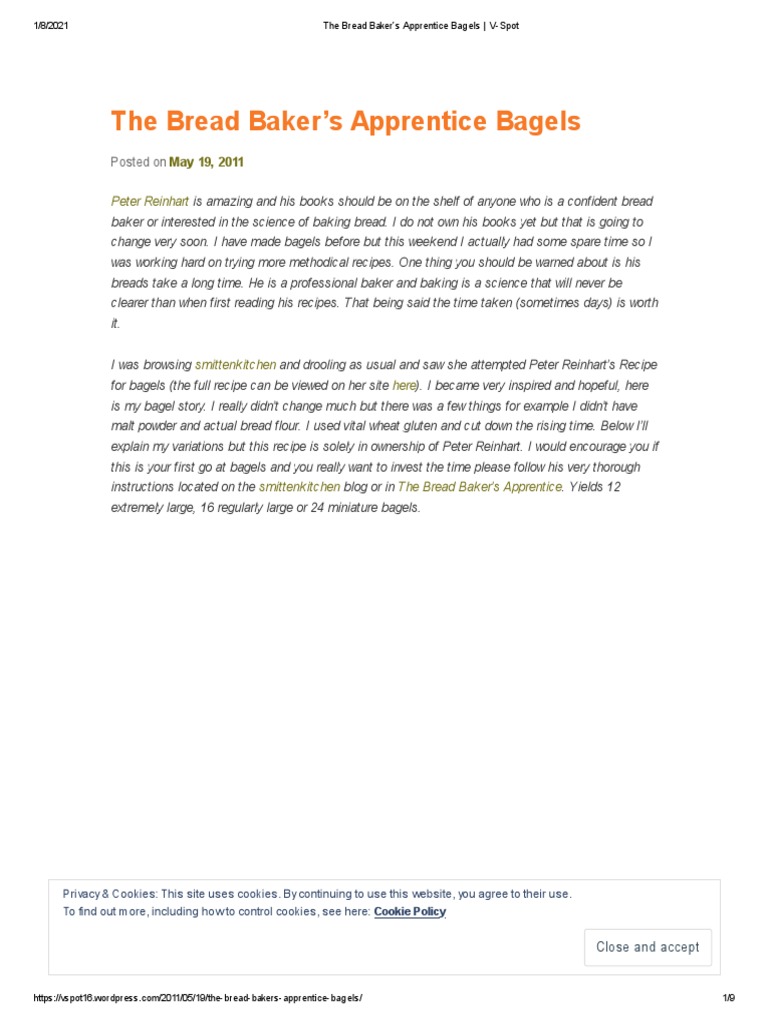 The Bread Baker's Apprentice Bagels - V-Spot | PDF | Dough | Breads