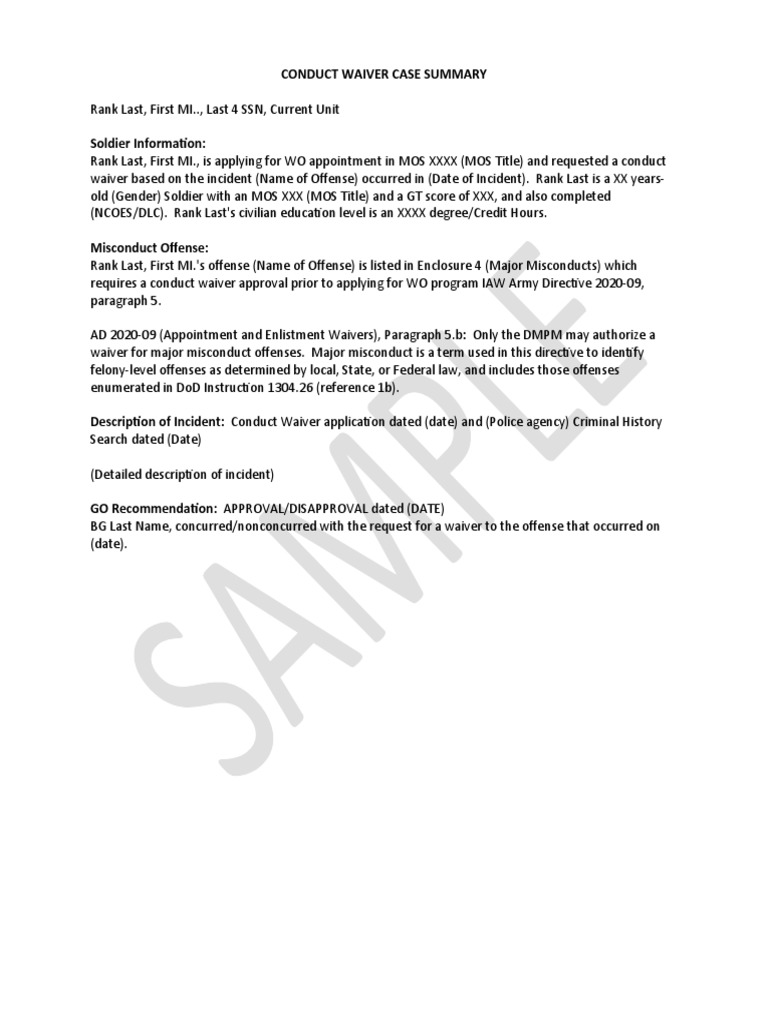 Conduct Waiver Case Summary for WO Appointment | PDF | Social Science
