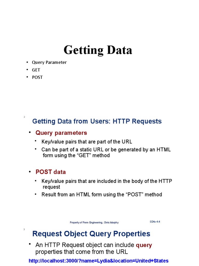 Getting Data: - Query Parameter - Get - Post | PDF | Web Development ...
