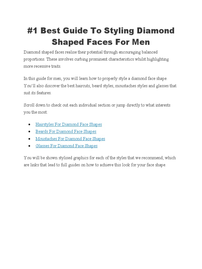 Hair Styling Diamond Shaped Faces For Men | PDF | Hairstyle | Shaving