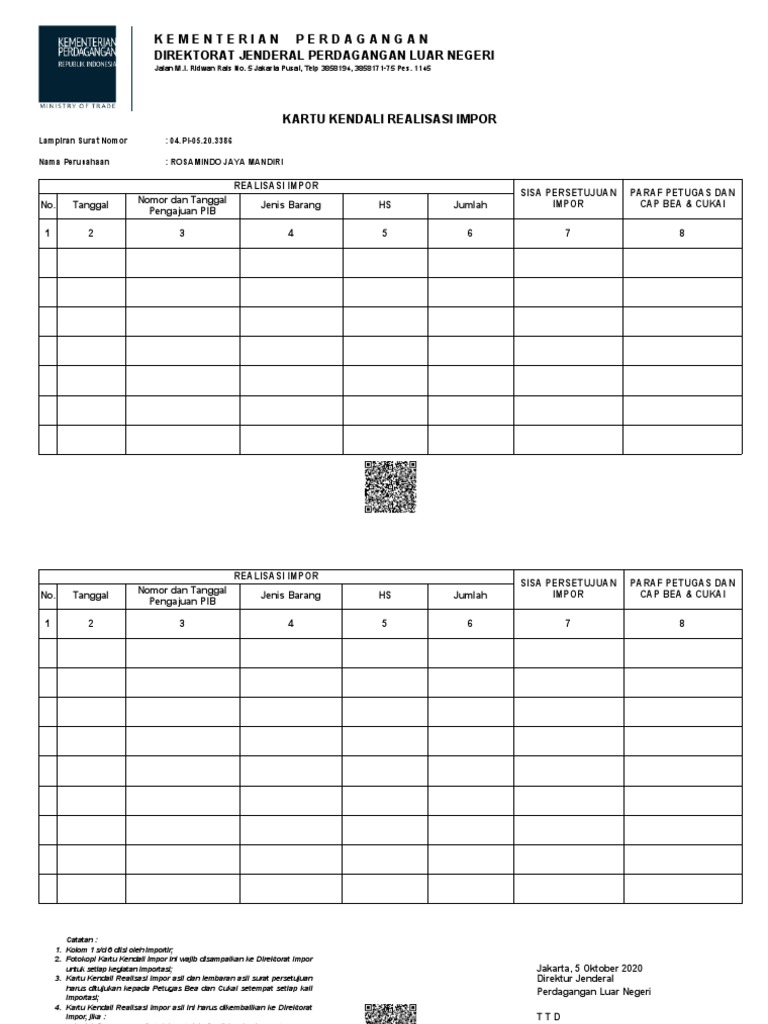 Kartu Kendali Realisasi Import | PDF