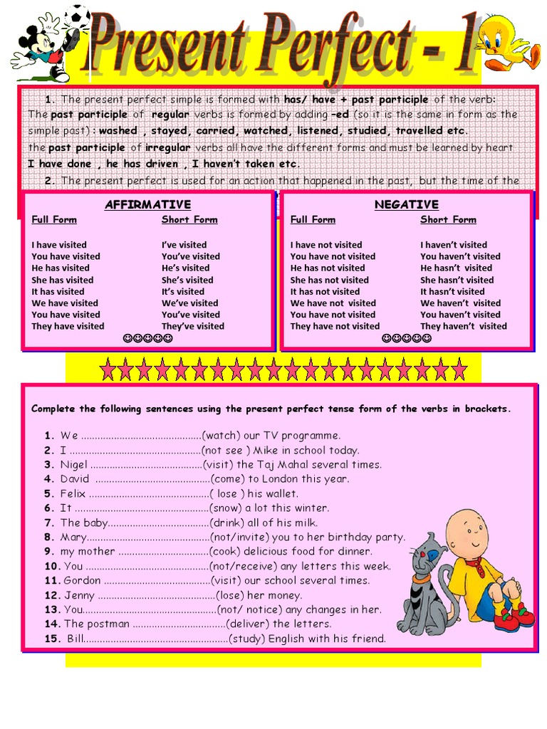 Present Perfect Tense Grammar Drills Grammar Guides 21620 | PDF ...