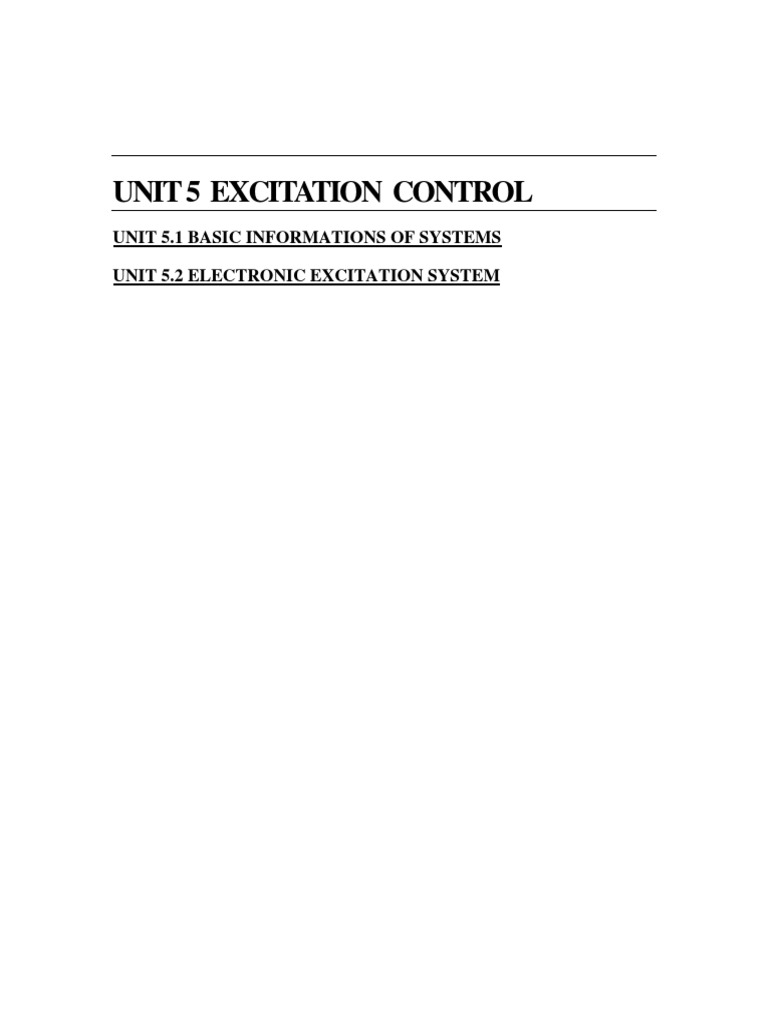 Unit 5 Excitation Control: Unit 5.1 Basic Informations of Systems Unit ...