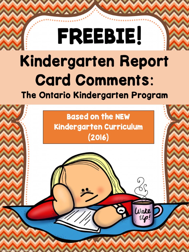 Kindergarten Report Card Comments:: Freebie! | PDF | Learning | Teachers