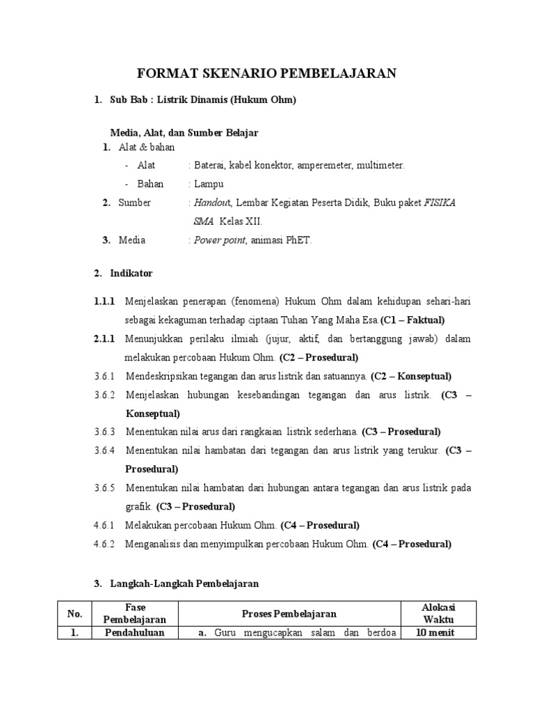 Format Skenario Pembelajaran | PDF