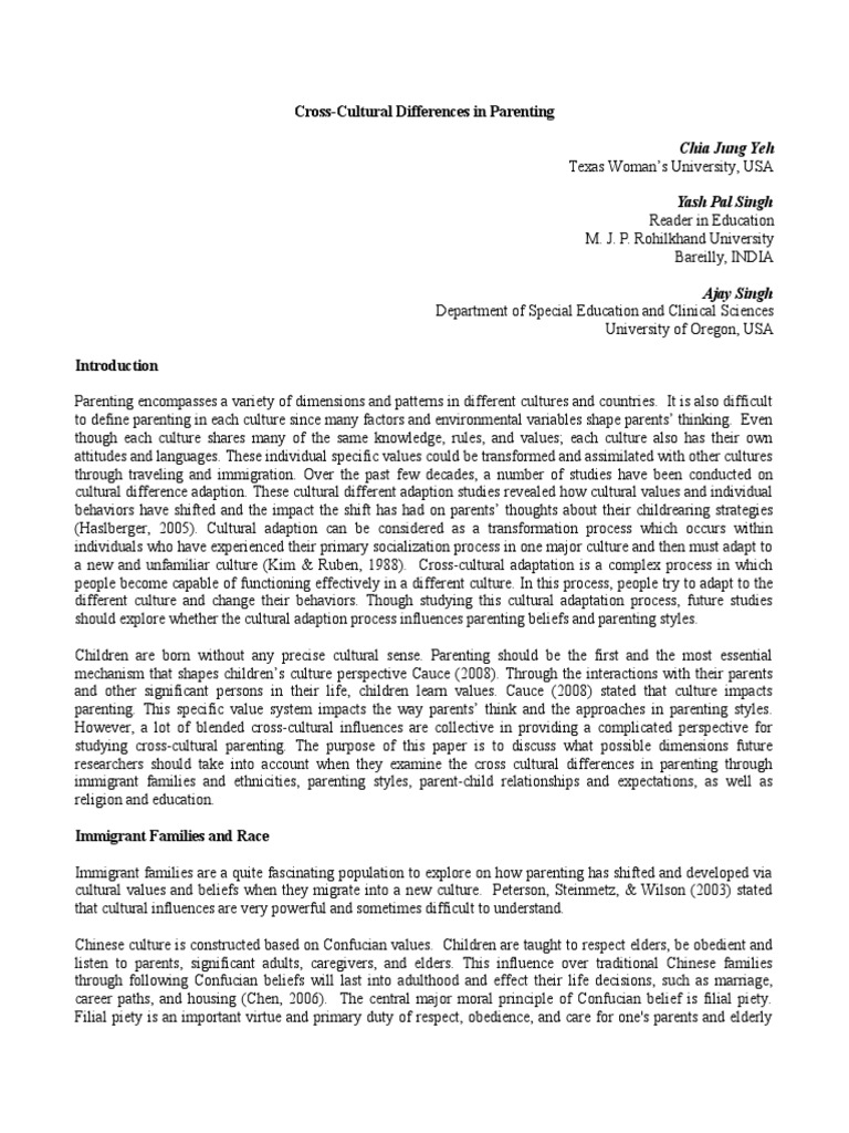 Cross-Cultural Differences in Parenting: Chia Jung Yeh | Download Free ...