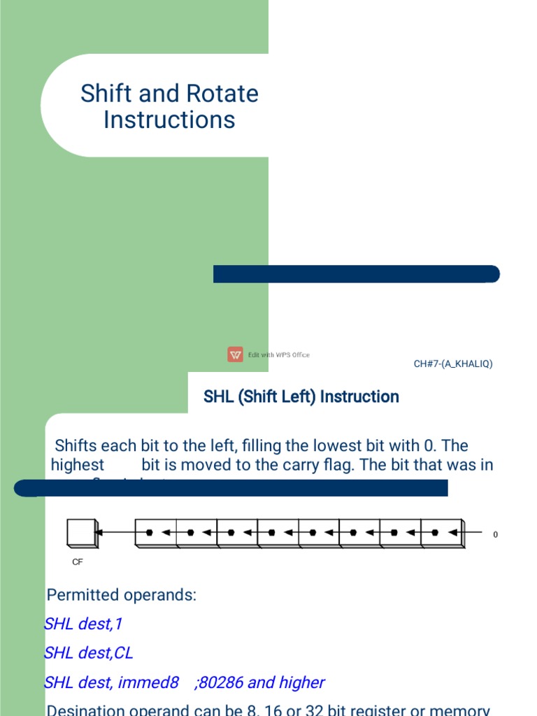 Shift and Rotate Instructions | PDF | Assembly Language | Computer Hardware