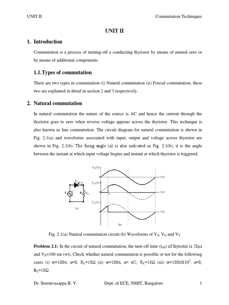 Unit Ii Problem 2 1 In The Circuit Of Natural Commutation The Turn Off Time T Pdf