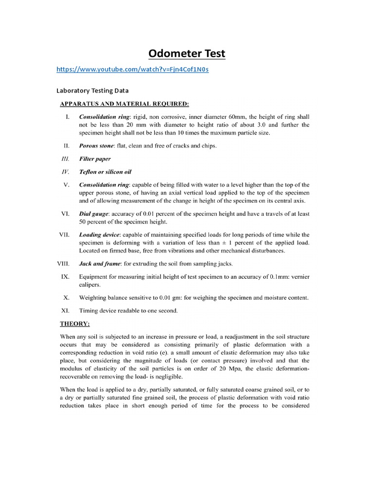 Odometer Test: Laboratory Testing Data | PDF