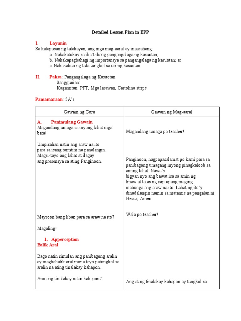 Detailed Lesson Plan in EPP | PDF