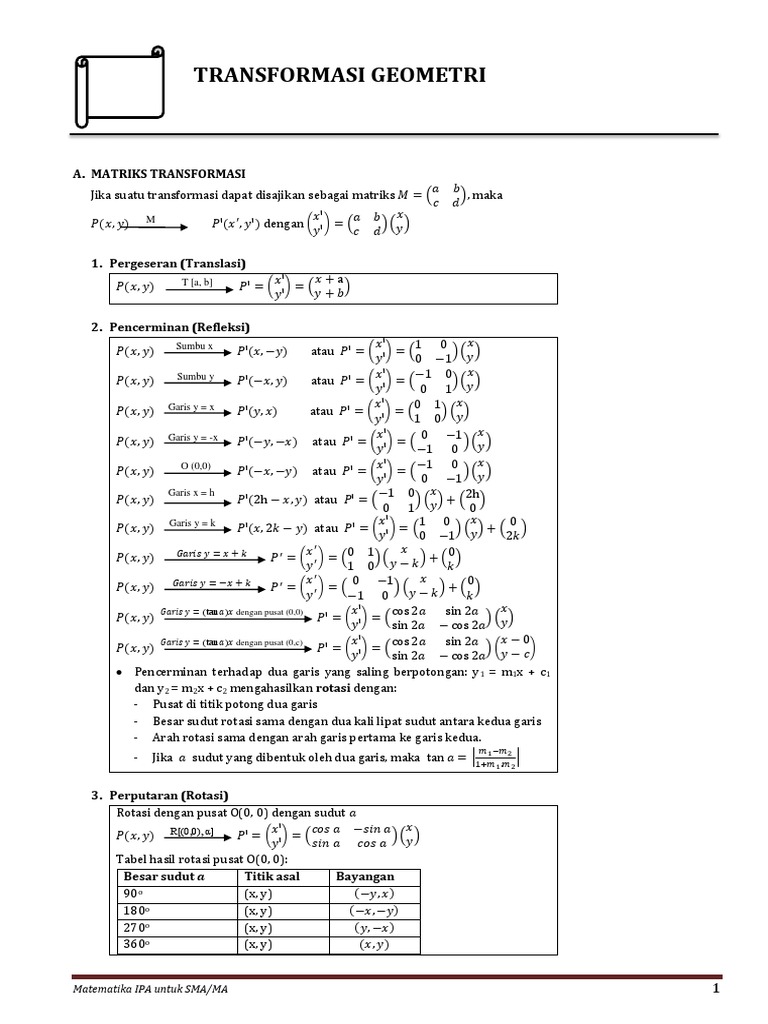 BAB 22. TRANSFORMASI GEOMETRI (Fix) | PDF | Metode & Bahan Ajar