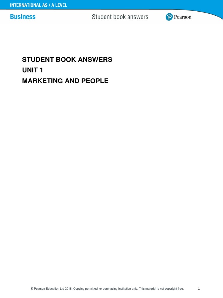 International A Level Business Student Book Answers Unit 1 | PDF ...