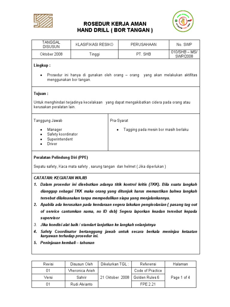 SOP Hand Drill | PDF
