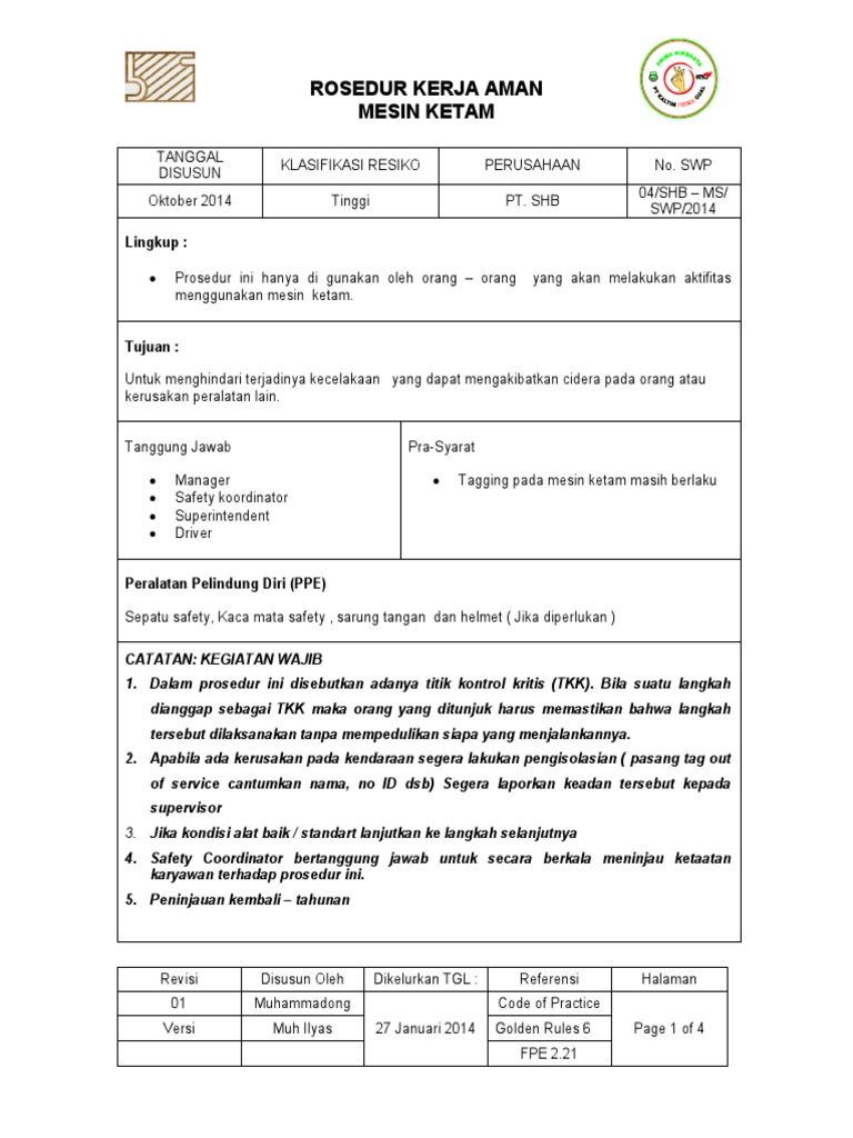 SOP Mesin Ketam | PDF