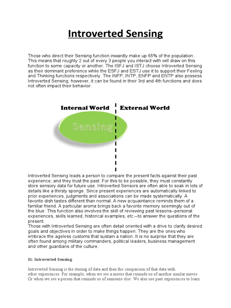 Introverted Sensing | PDF | Extraversion And Introversion | Senses