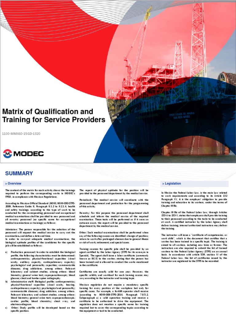 1100-MMX60-15GD-1320 Rev.1 Training and Qualification Matrix | PDF ...