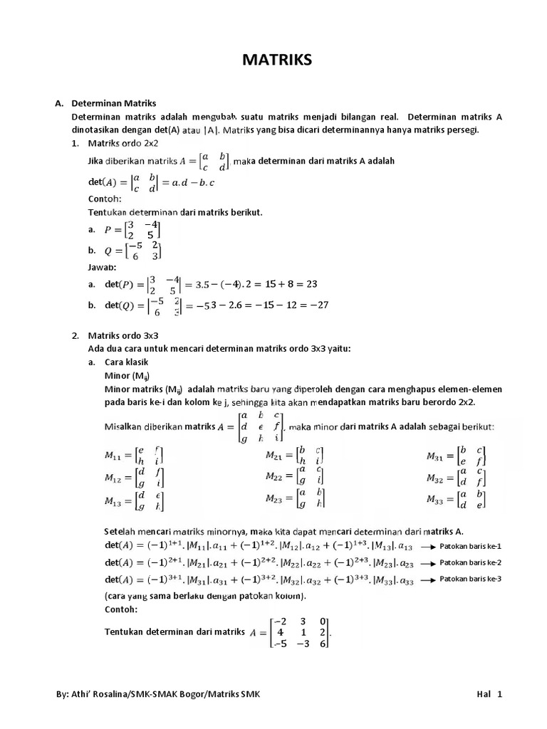 Determinan dan Invers Matriks 3x3 | PDF