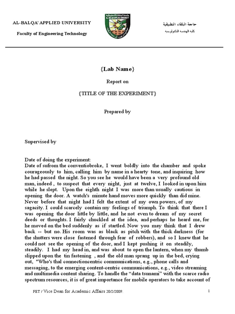 (Lab Name) : Al-Balqa' Applied University Faculty of Engineering Technology | Download Free PDF ...