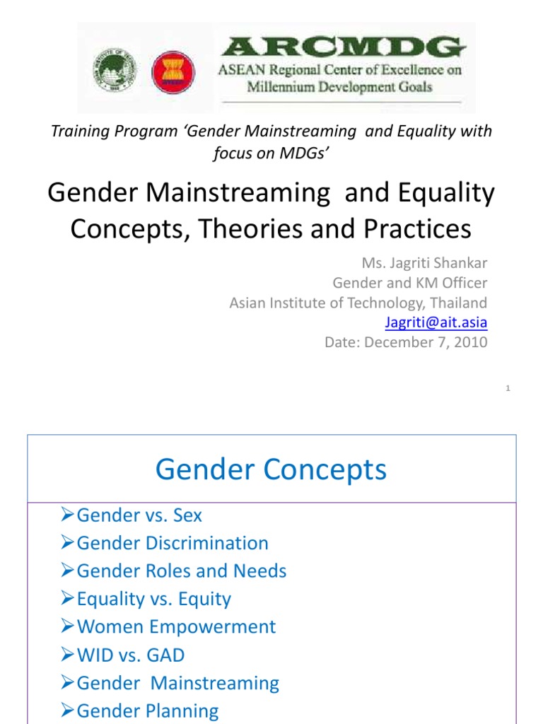 Gender Mainstreaming and Equality Concepts, Theories and Practices ...