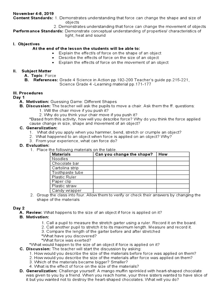 Effects of Force: Understanding How Force Changes the Shape, Size and ...