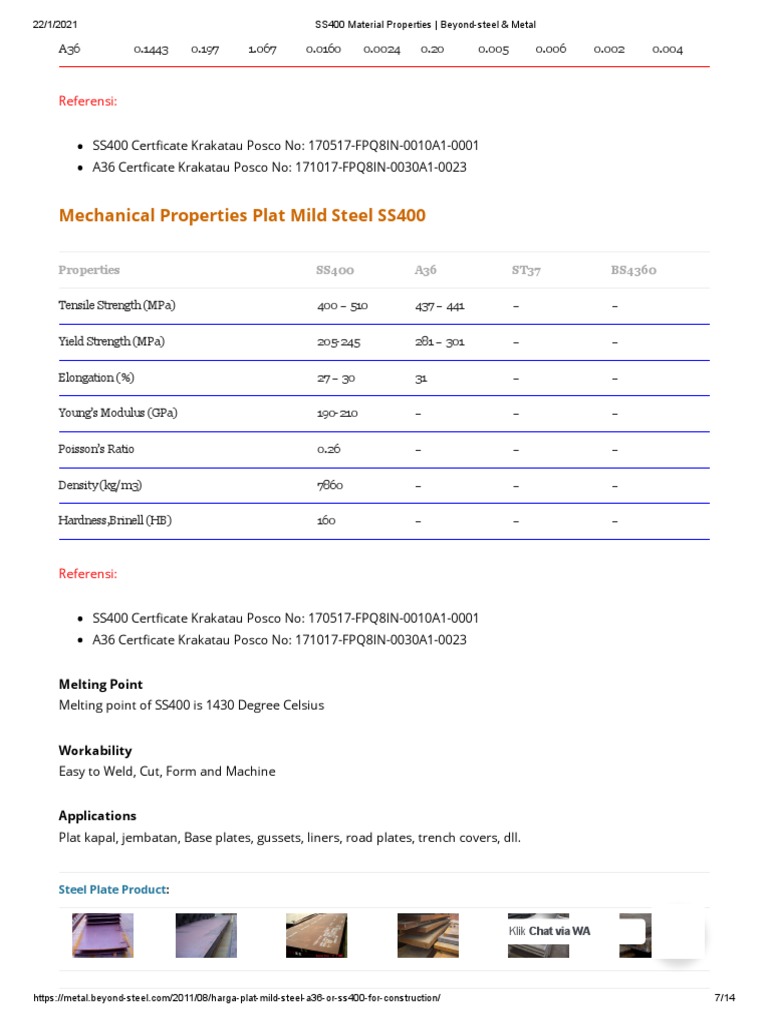SS400 Steel Material Properties Overview | PDF