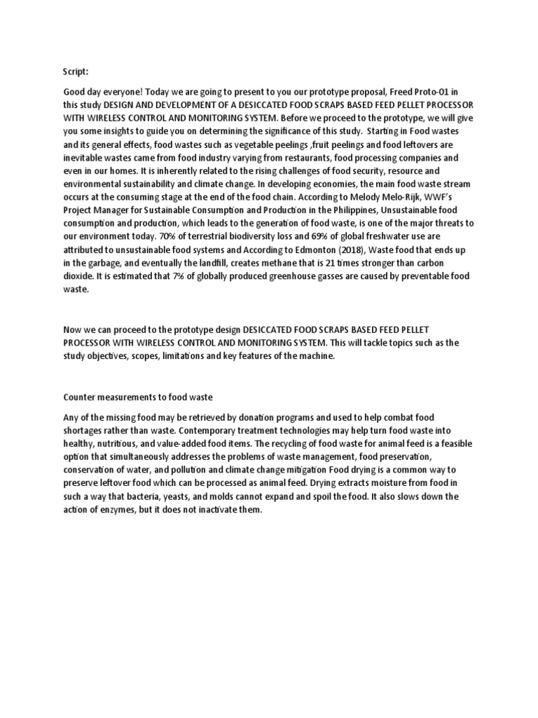 Script For Thesis | PDF | Waste | Foods