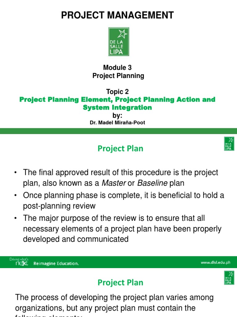 M3Topic2 Project Planning Elements, Project Planning Action and System ...