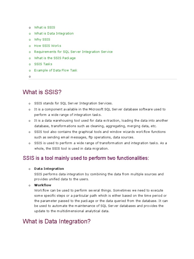 What Is SSIS | PDF | Microsoft Sql Server | Control Flow