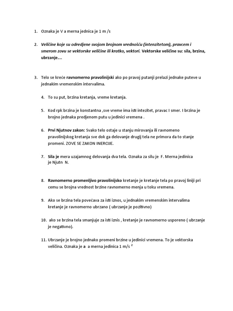 Fizika 7 - Razred | PDF