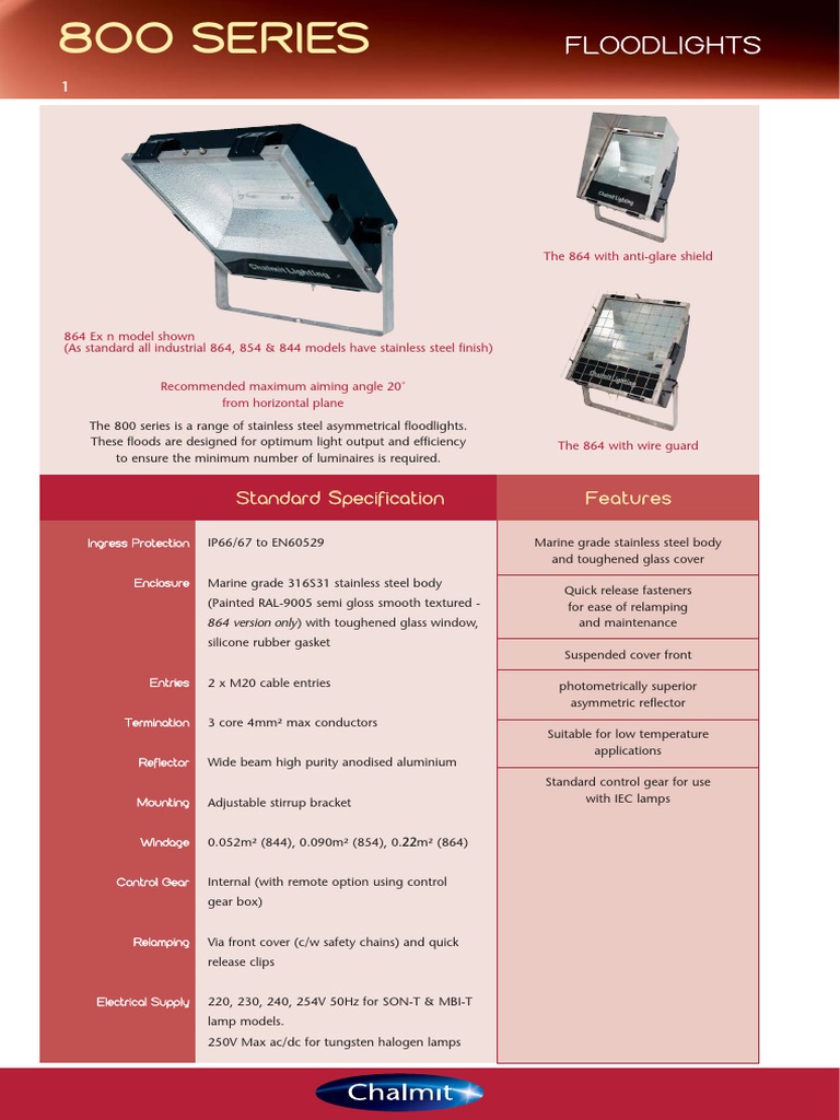 F Floodlights: Standard S Specification Features | PDF | Stainless ...