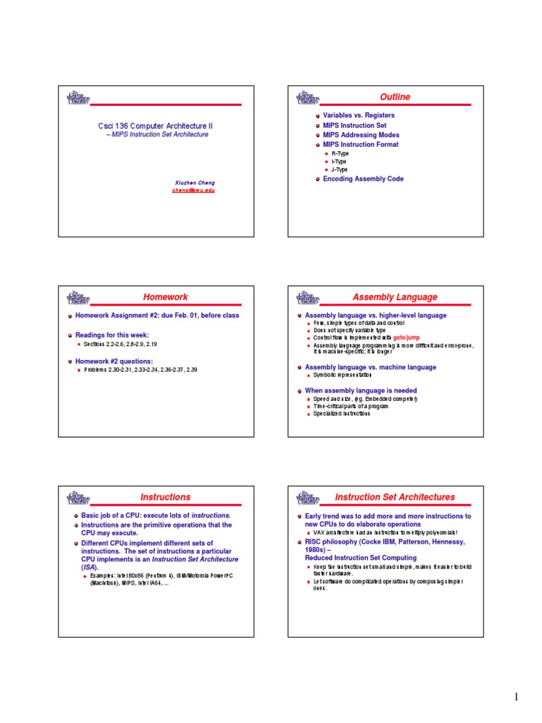 Outline: Csci 136 Computer Architecture II | PDF | Pointer (Computer Programming) | Assembly ...