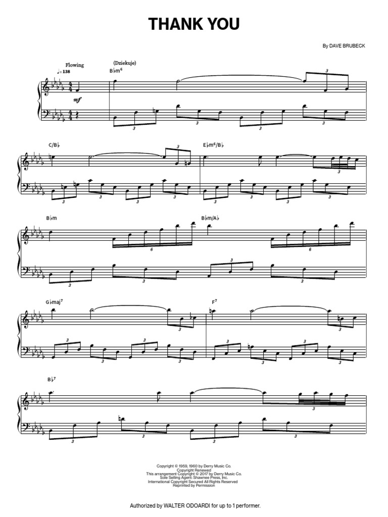 Dave Brubeck Thank You | PDF | Copyright Law | Law